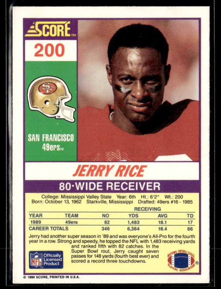 1990 Score 100 Hottest #100 Jerry Rice Football Card 0301G | eBay