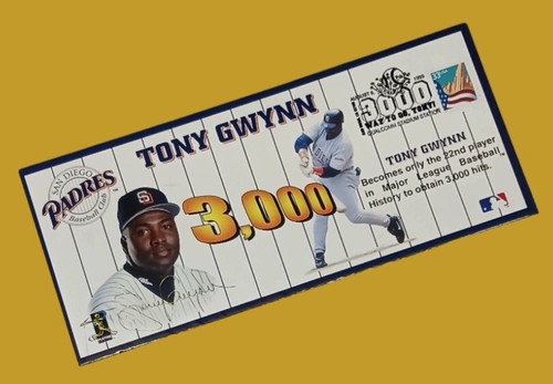 1999 MLB San Diego Padres Tony Gwynn 3,000 Hits Stamped Cachet Cover ...