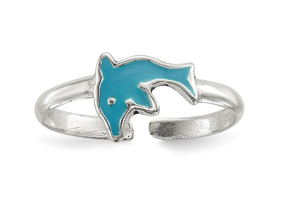 Sterling Silver Polished Enameled Dolphin Toe Ring | eBay