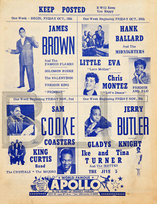 1962 James Brown, Sam Cooke Apollo Multi-Show 14 x 11" Photo Print | eBay