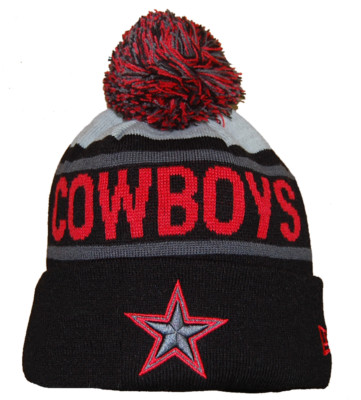 NFL Hat Dallas Cowboys Biggest Fan Pom Cuffed Knit Hat Bobble Woolly ...