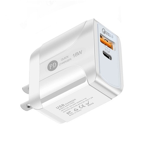 18W Fast Charge USB Brick (DualPort Power Delivery USB Type-C & USB-A ...