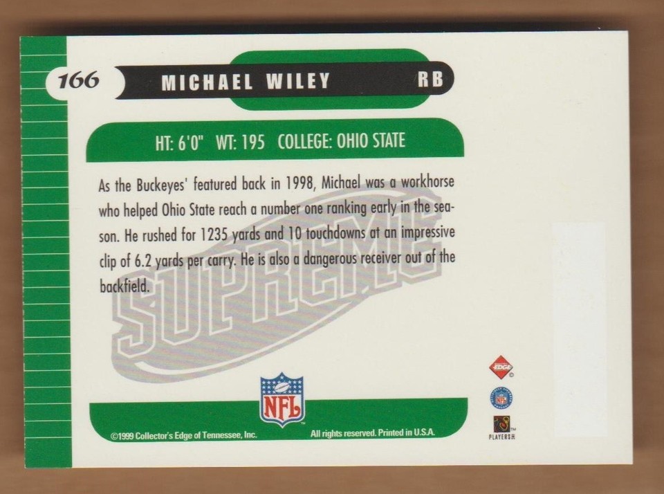 MICHAEL WILEY 1999 Supreme RC Galvanized RECALL Cowboys Rookie ...