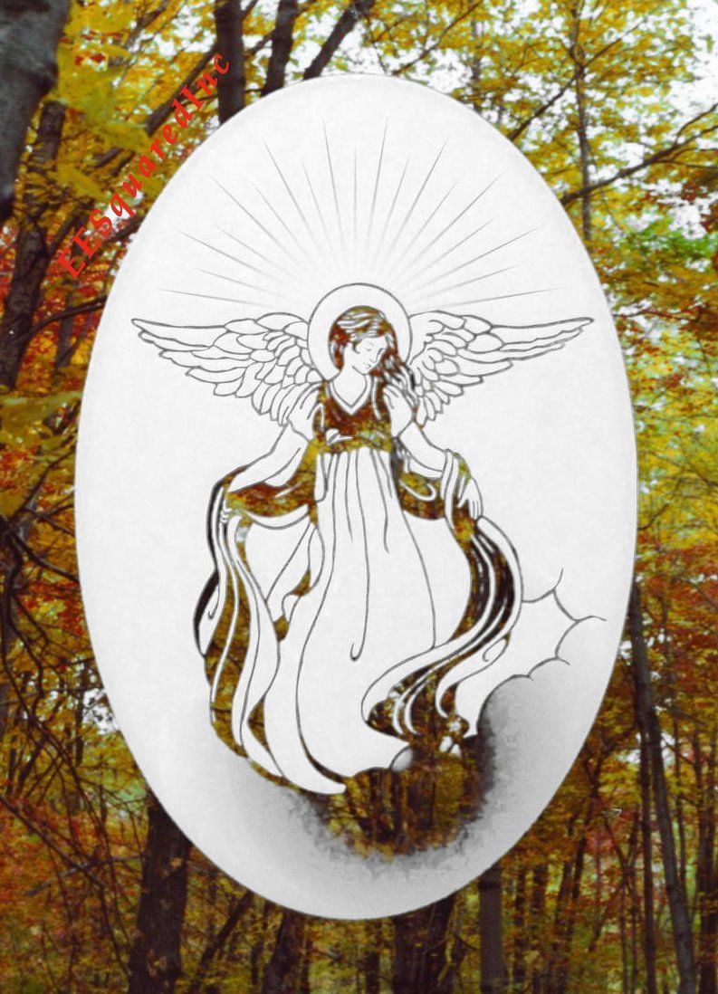Angel Window Cling New OVAL 10x16 Etched Glass Look Decal Sliding Door ...