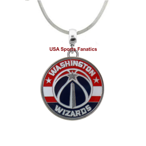 NBA Washington Wizards Round Team Logo Pendant Necklace On A 925 Snake ...