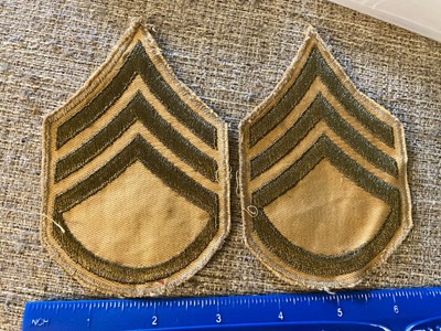 Pair Of WWII US Army Staff Sergeant Enlisted Rank Patches Tan INV15893 ...