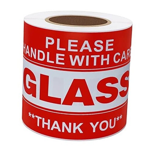 Handle with Care Thank You Glass Stickers Adhesive Label 100 Per Roll ...