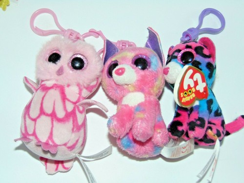 Lot of 6 TY Beanie Boos Keychain Clips Dotty Fetch Pinky Peaches Cancun ...