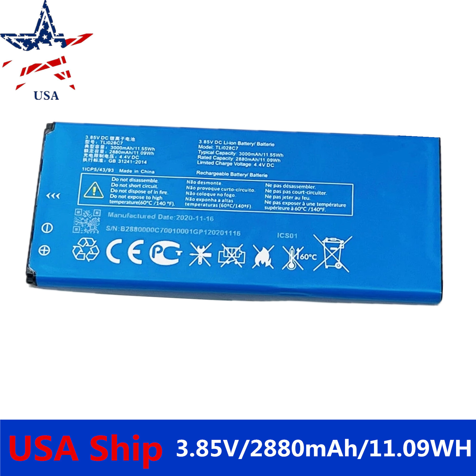 TLi028C7 Battery for TLi028C7 TCL A3 A509DL Volta 5002R 5002X 5002C | eBay