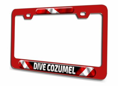 DIVE COZUMEL Scuba Diving Red Steel License Plate Frame | eBay