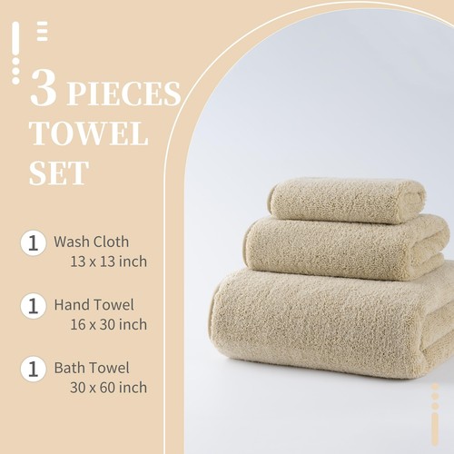 New Microfiber Bath Towel Set 3 Piece Oversize Quick Dry Lint Free ...