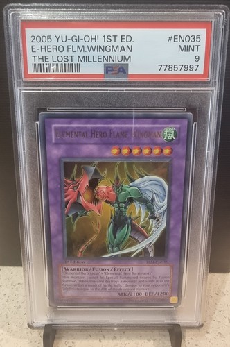 Yugioh Cards PSA 9 Mint Elemental Hero Flame Wingman TLM 1st ED Holo ...