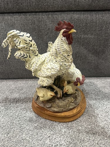 Vintage Large Rooster Chicken Chicks Statue Figurine Heavy Primitive ...