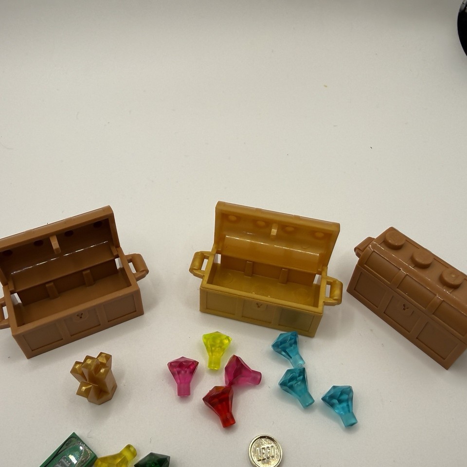 (LOT of 3) LEGO Treasure Chests Tan & Brown WITH GOLD & GEMS MONEY ...