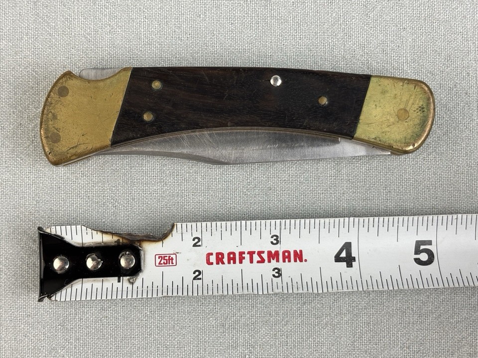 Vintage Buck 110 USA Folding Lockback Pocket Knife With Leather Sheath ...