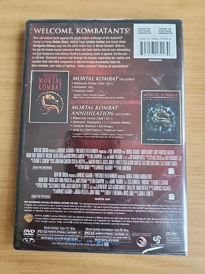 Mortal Kombat I / Mortal Kombat II (DVD, 1997) NEW- A8 794043132230 | eBay