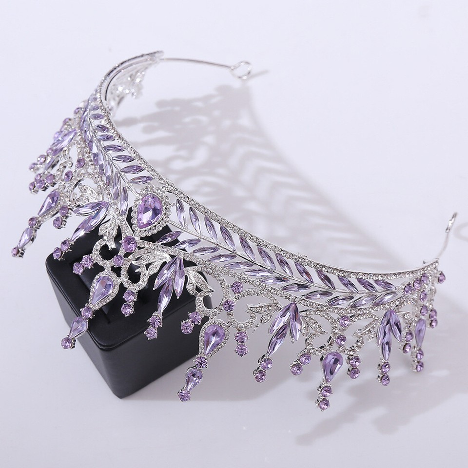 Light Purple Crystal Queen Princess Wedding Tiara Crown 11 Styles For ...
