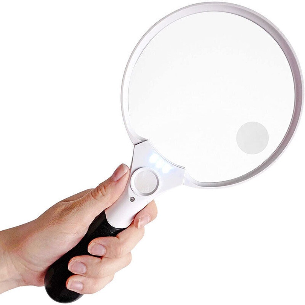 Large Lightweight Hand Held 3 Bright LED Large Loupe Magnifier ...