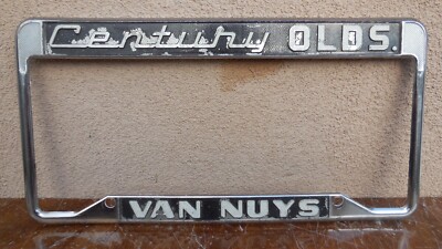 VINTAGE VAN NUYS CENTURY OLDS OLDSMOBILE AUTO DEALER LICENSE PLATE ...