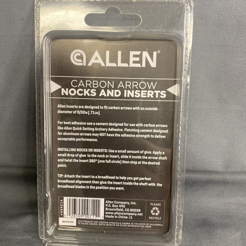 Allen Carbon Arrow Nocks And Inserts - 6 Nocks w/ Inserts 26509007111| eBay