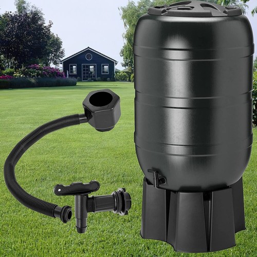 100L or 210L Garden Large Round Plastic Water Butt Set Inc Tap, Stand ...