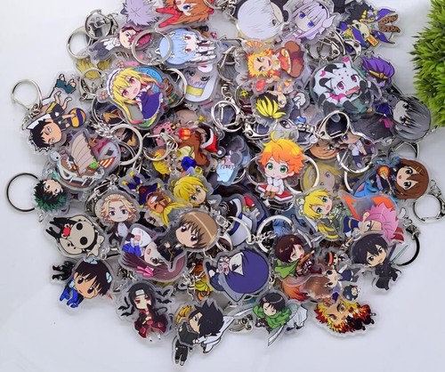lot 100pcs Japanese anime mix Acrylic Keychain Key Chain Girls boy ...