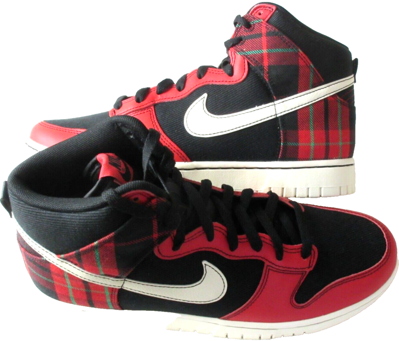 Nike Men's Dunk Hi Retro SE Black University Red Green Plaid Size 9 ...