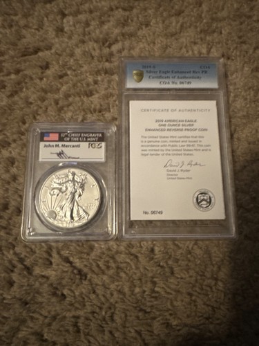 2019 S ENHANCED REVERSE PROOF SILVER EAGLE PCGS PR70 FDI MERCANTI ...