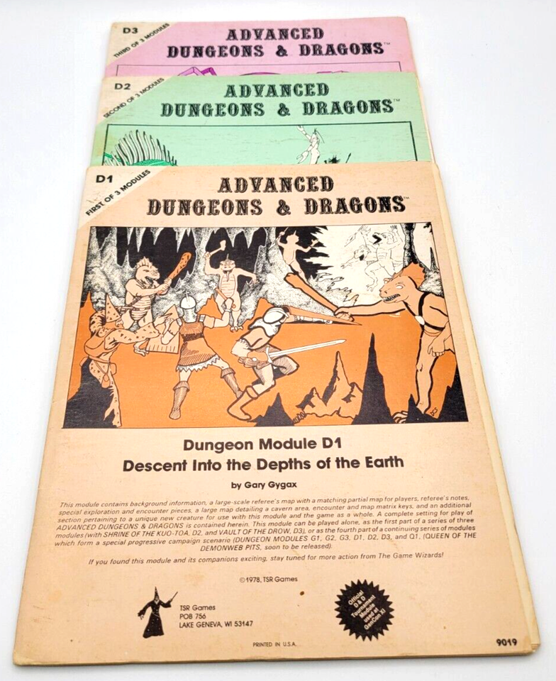 ADVANCED DUNGEONS & DRAGONS DUNGEON MODULE D1 D2 D3 COMPLETE MODULE SET ...