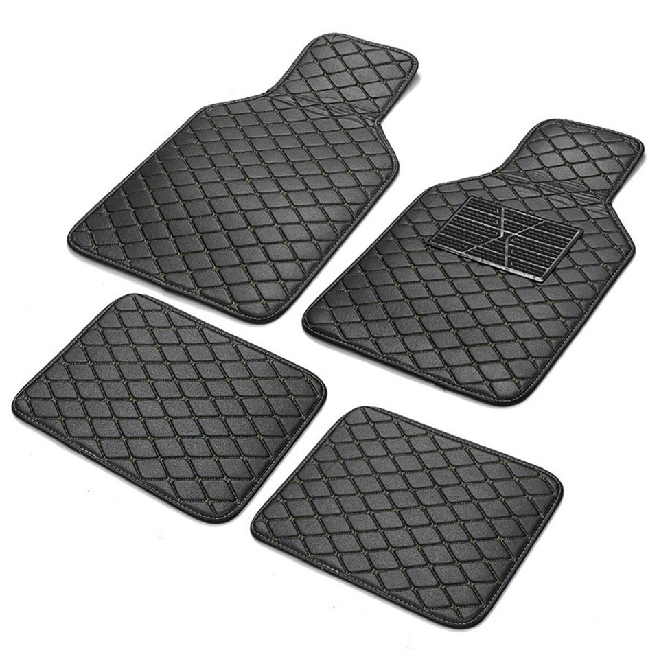 4Pcs Front Rear Carpets PU Leather Car Interior Floor Mat W/Antiskid ...