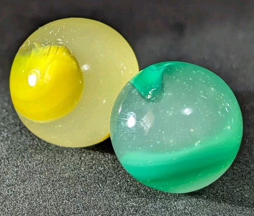 AKRO AGATE LEMONADE & LIMEADE CORKSCREW MARBLE PAIR(.63), (.61) | eBay