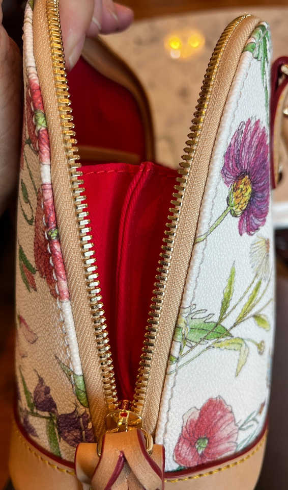 Dooney & Bourke Botanical Bitsy Canvas and Leather Purse Bag Crossbody ...