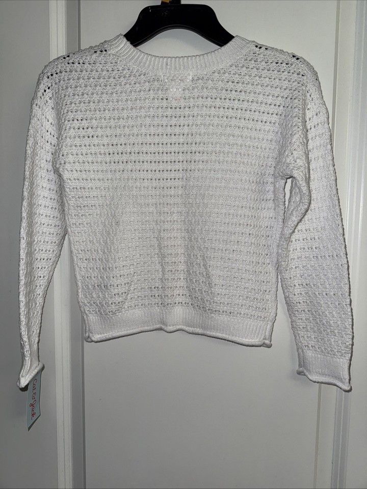 NWT Girls Cat & Jack White Knit Sweater Size XS 4/5 | eBay