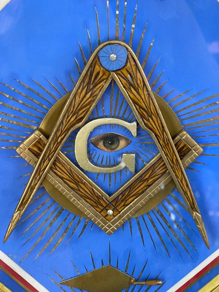 Antique Masonic Engraved Hand carved folk art picture shadow box ...