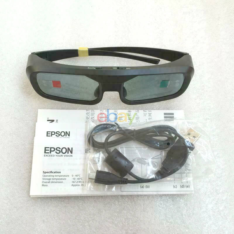 New Genuine ELPGS03 RF 3D Glasses For Epson Projector With USB Cable EH ...