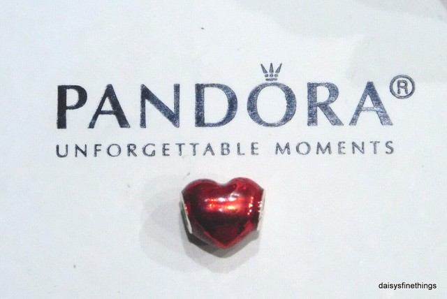 2021 PANDORA Metallic Red Heart Charm 799291c02 Box/bagtag Ster Silver ...