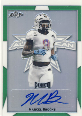 MARCEL BROOKS 2019 Leaf Metal Army All-American Bowl Green AUTO /5 TCU ...