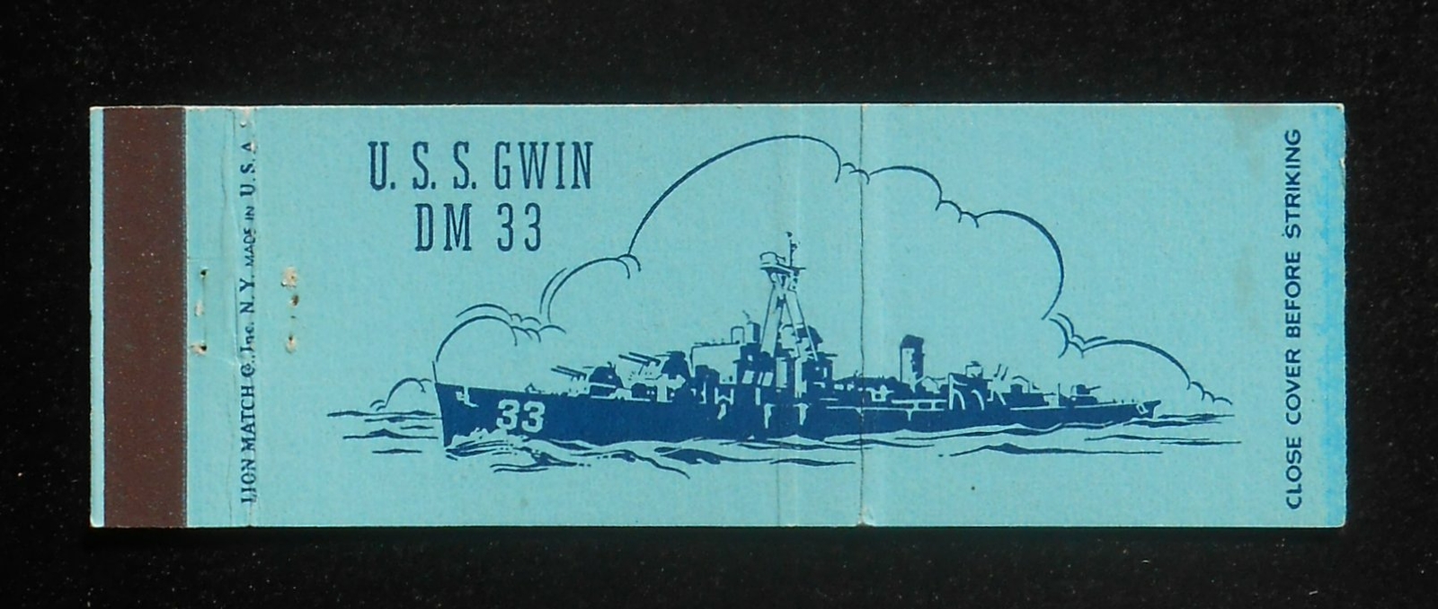 1950s Full Length USS Gwin (DM-33) Destroyer Minelayer San Pedro CA ...