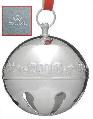 Wallace Silver Sleigh Bell-Silverplate Ornament Stars & Ribbons - Boxed ...