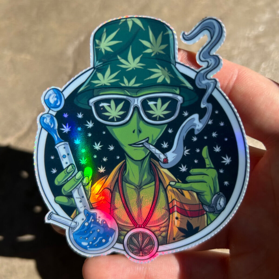 Trippy Bong Holographic Sticker Waterproof Vinyl Joint Psychedelic 420 ...