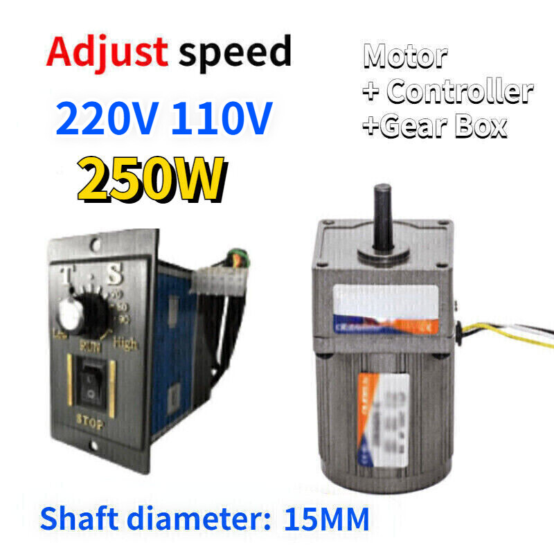 250W 110V Speed Reversible Variable AC Gear Electric Motor 5-470 RPM ...