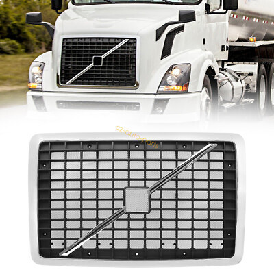 For 2004-2017 Volvo VNL Black Chrome Front W/BugScreen Grille Grill W ...