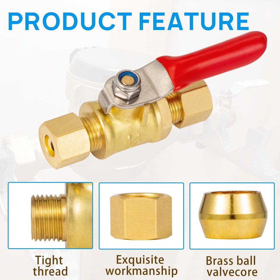 Brass Shut Off Valve 1/4 Inch Compression Fitting for Refrigerator ...