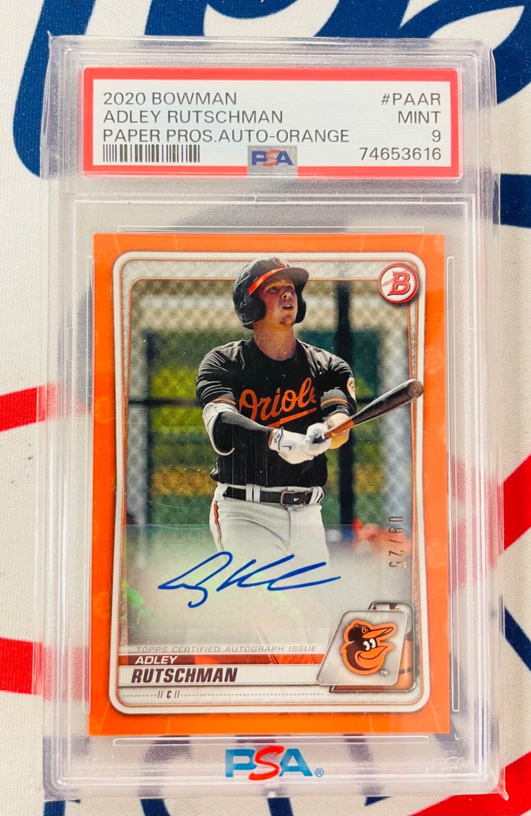 2020 Bowman Adley Rutschman rookie Orange color match Auto #09 /25 PSA ...