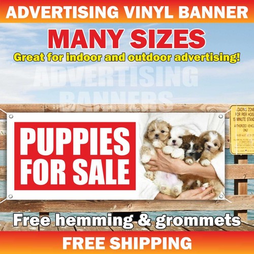 PUPPIES FOR SALE Advertising Banner Vinyl Mesh Sign pet dog vets animal ...