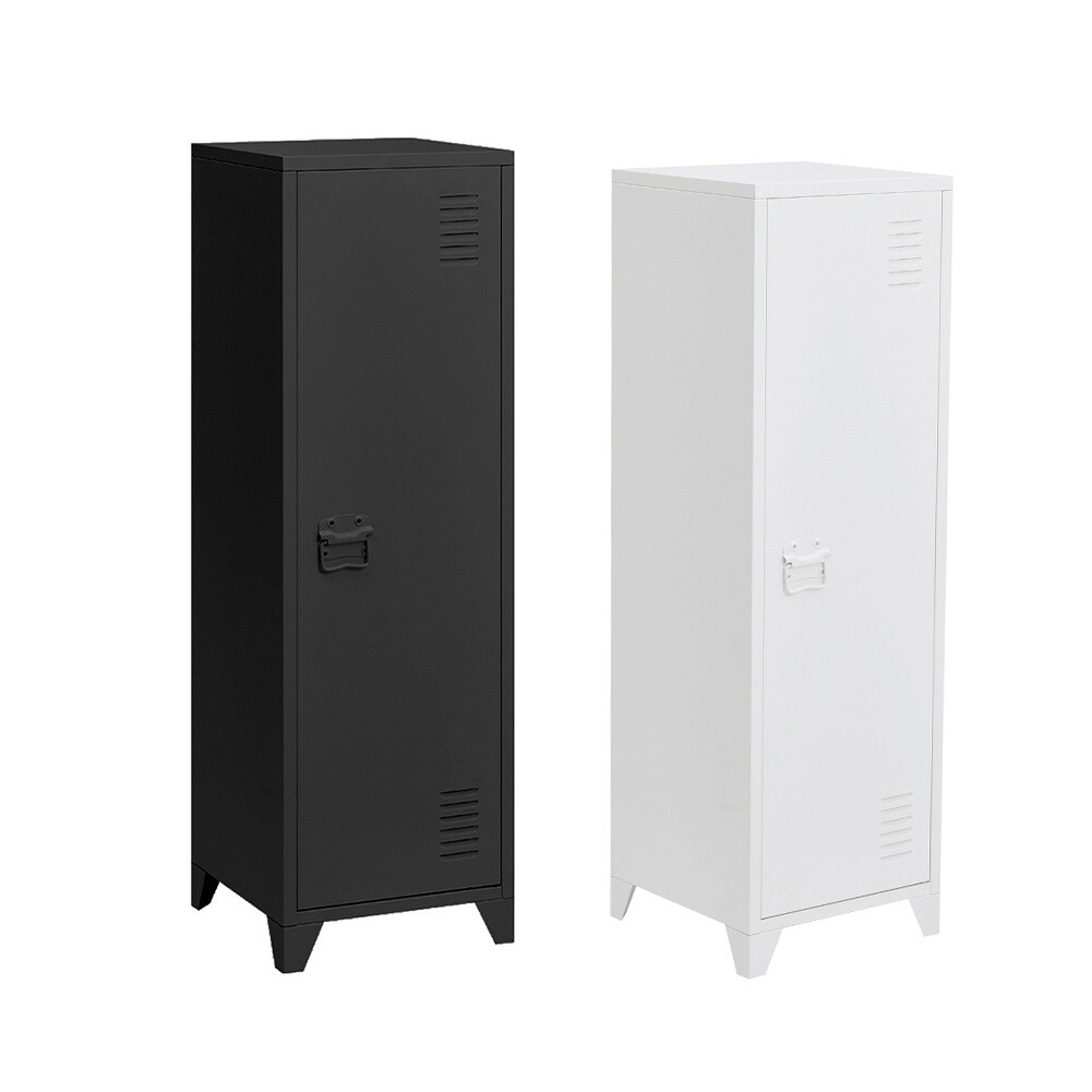 Tall 2 Doors Cabinet Narrow Locker Metal Storage Cupboard Office Filing ...