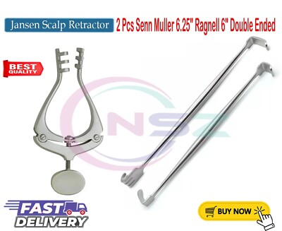 1 Pcs Jansen Self Retaining Retractor 3 x 3/2Pcs Senn Muller 6.25 ...