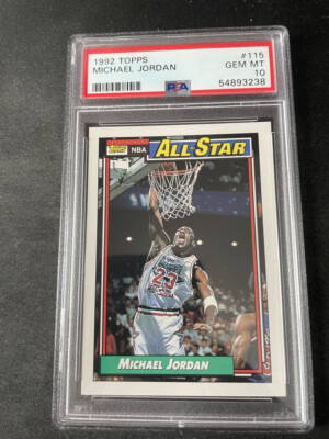 1992 Topps #115 Michael Jordan All Star Psa 10 Chicago Bulls 1st Topps ...