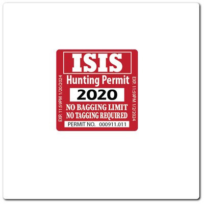 ISIS HUNTING PERMIT 2020 4" X 4" WVPT-00065 PATRIOTIC STICKER MAGA | eBay
