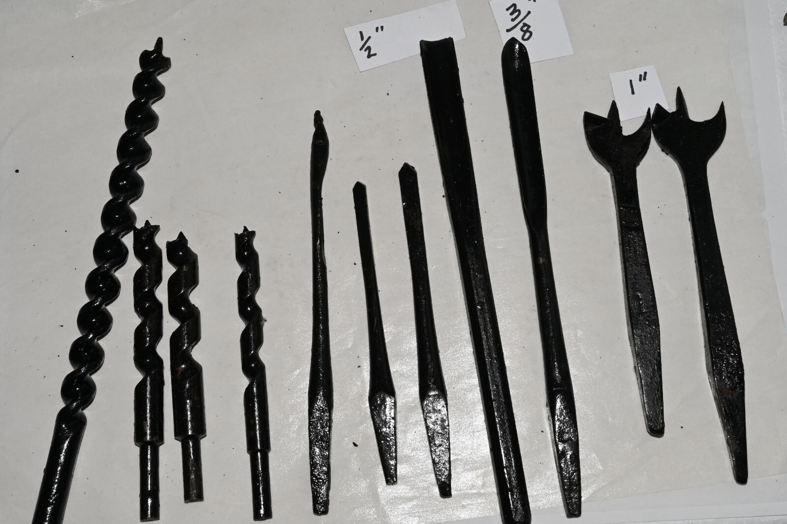 Vintage 7 BRACE BITS Spoon, Swiss, Centre & Nose, 4 DRILLS Painted ...